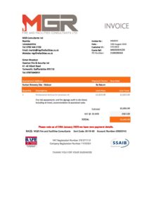 Burton FRA – Fire signage invoice (MGR051) – MGR Fire and Facilities ...