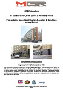 Fire door survey (CBRE – London) – MGR Fire and Facilities Consultants Ltd