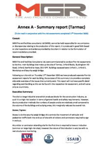 Tarmac – Linford Blocks (Summary) – MGR Fire and Facilities Consultants Ltd